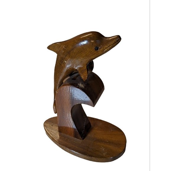 Accents | Vintage Hawaiian Wooden Dolphin Sculpture Broken | Poshmark
